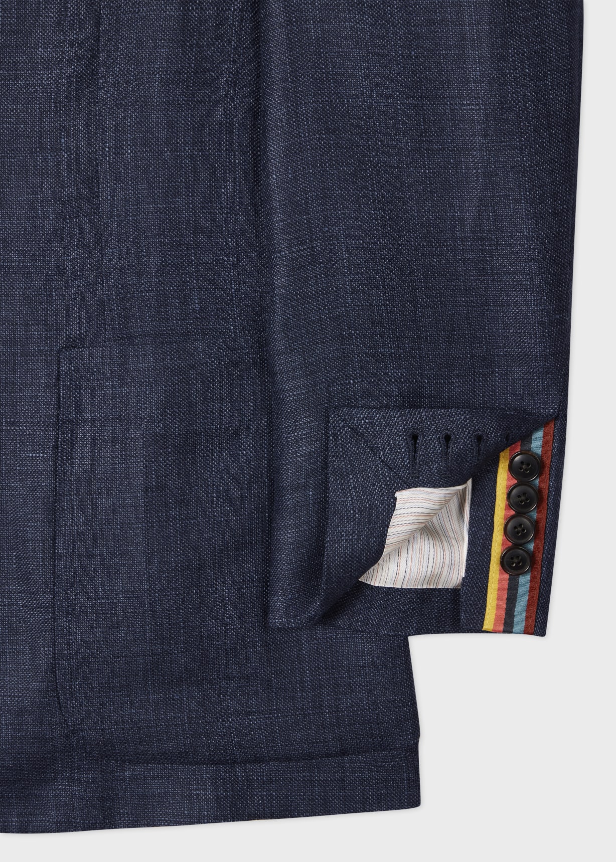 Men's Navy Blue Linen-Wool Unlined Blazer