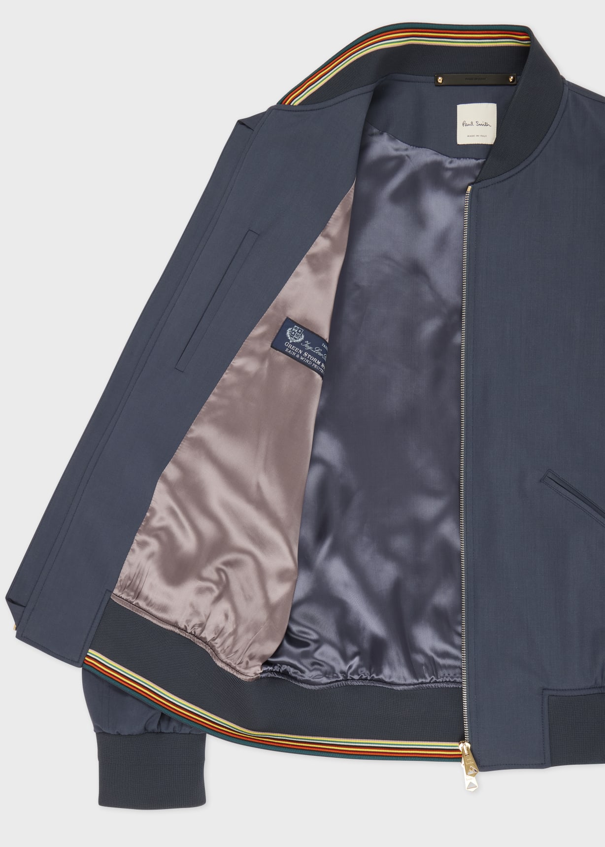 Men's Blue 'Storm System' Wool Bomber Jacket