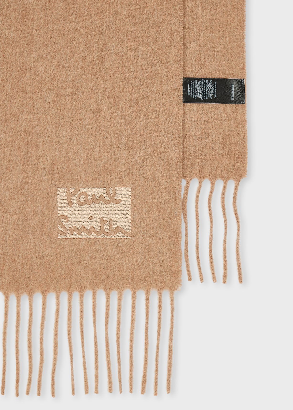 Tan Cashmere Logo Scarf