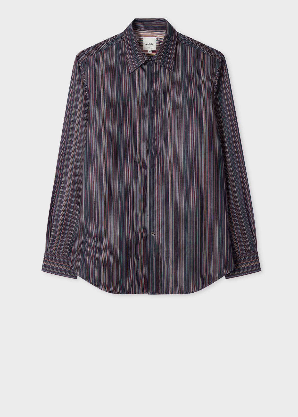 Men's Slim-Fit Navy 'Signature Stripe' Fly Front Shirt