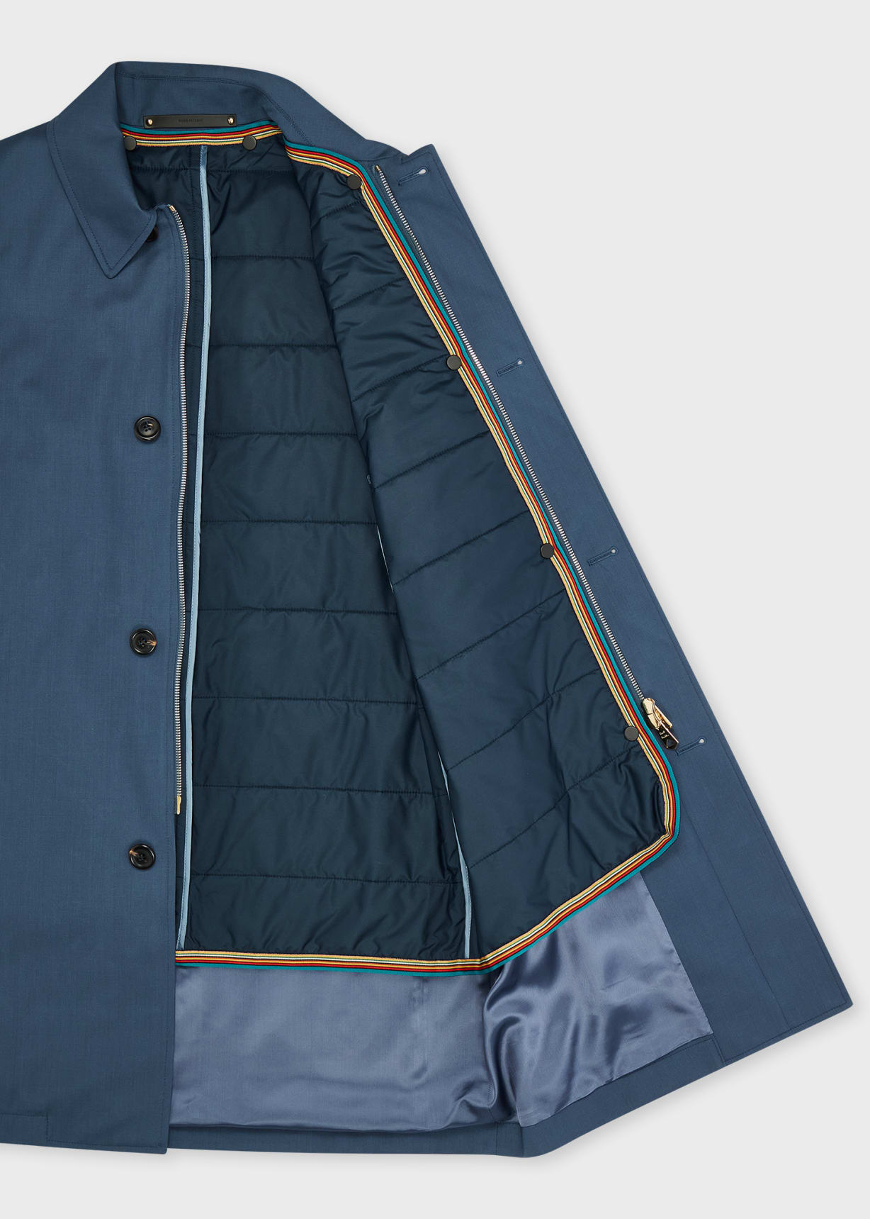 Men's Blue 'Storm System' Wool Mac With Detachable Gilet