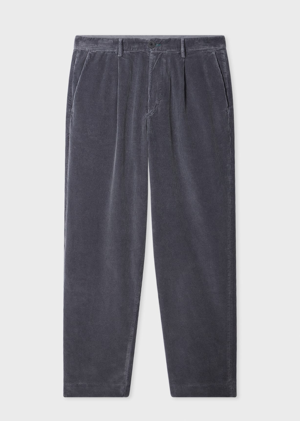 Men's Grey Pleated Corduroy Trousers