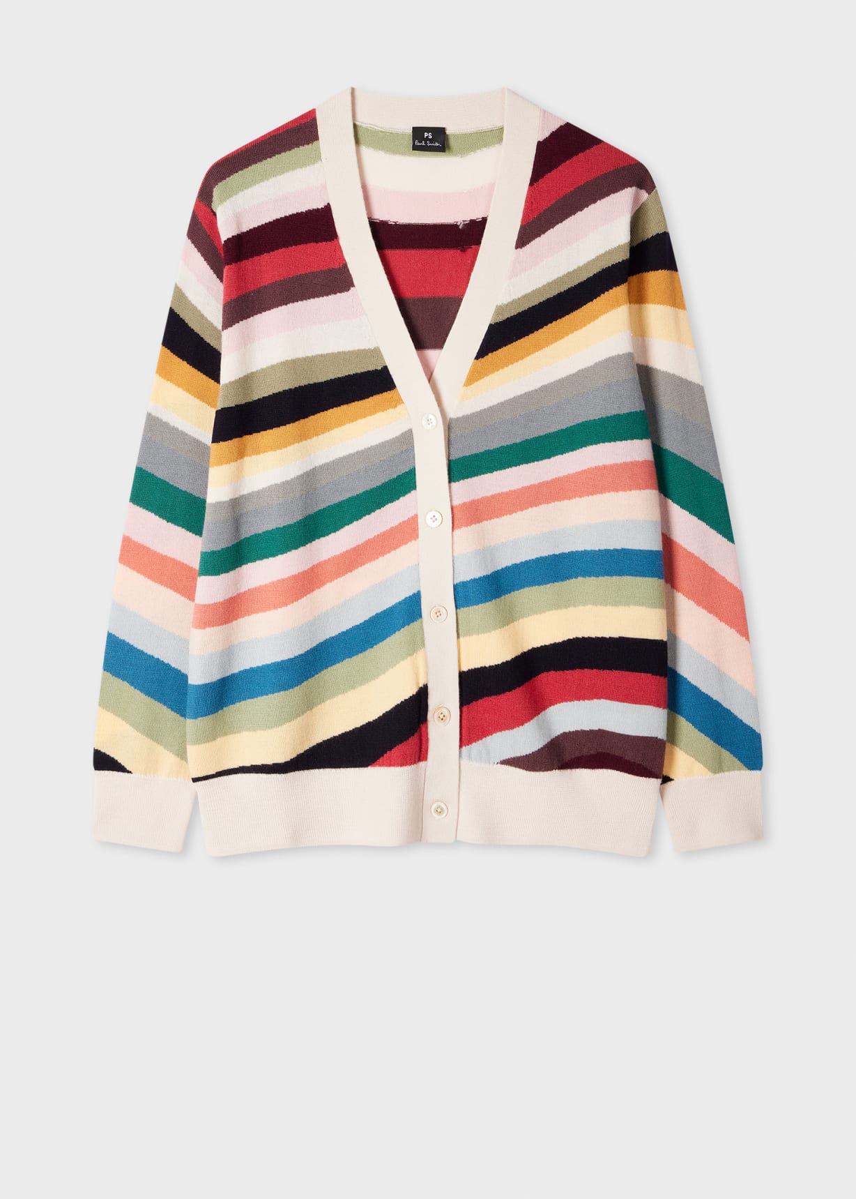 Women's Multicolour Merino Wool 'Swirl' Stripe Cardigan