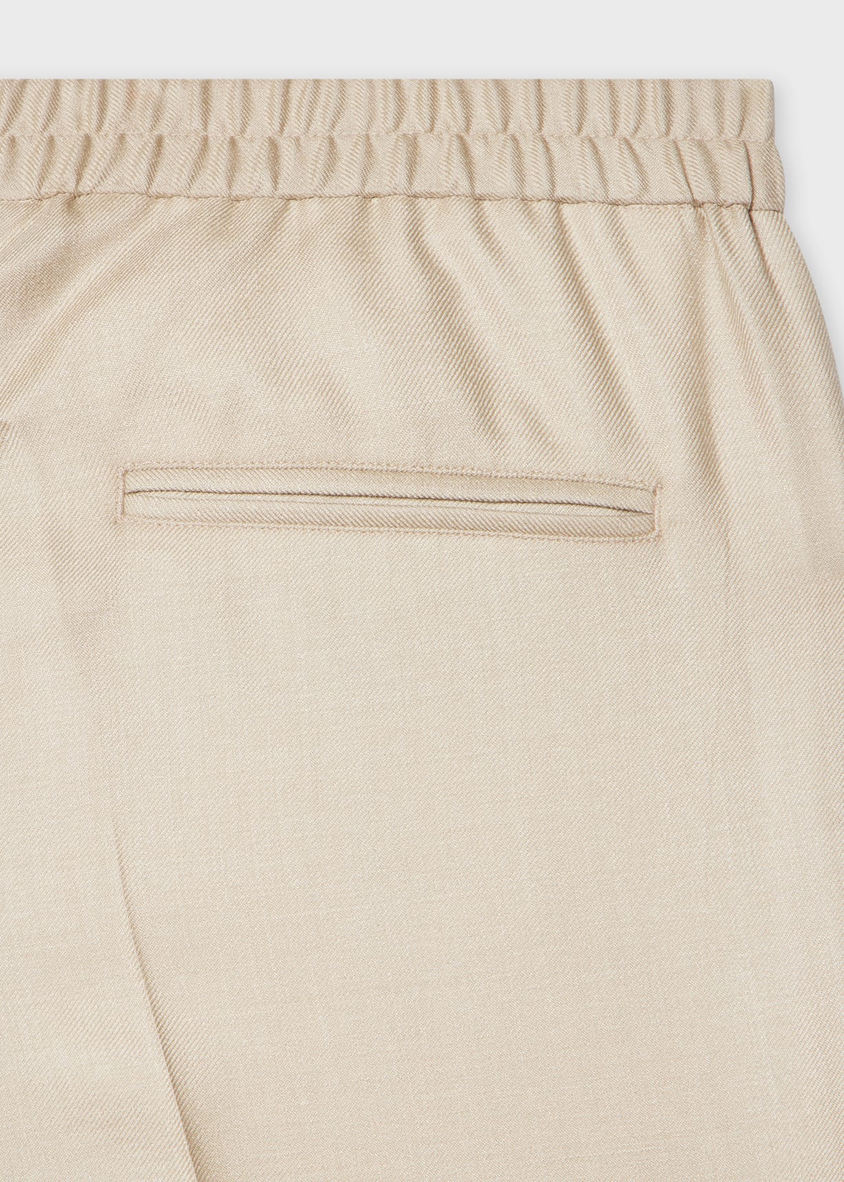 Men's Light Camel Wool-Silk Elasticated-Waist Trousers
