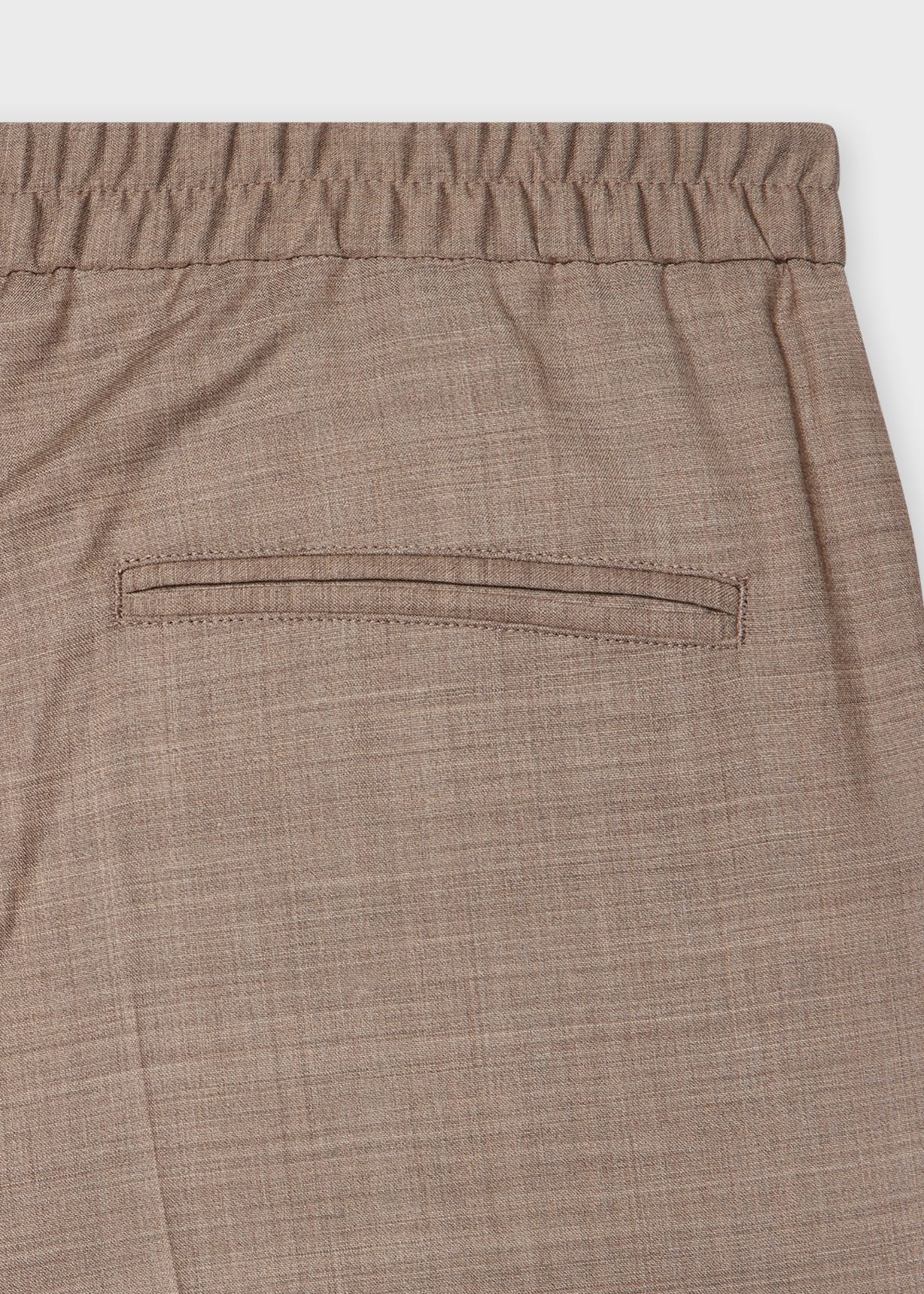 Men's Tan Tropical Wool Elasticated-Waist Trousers