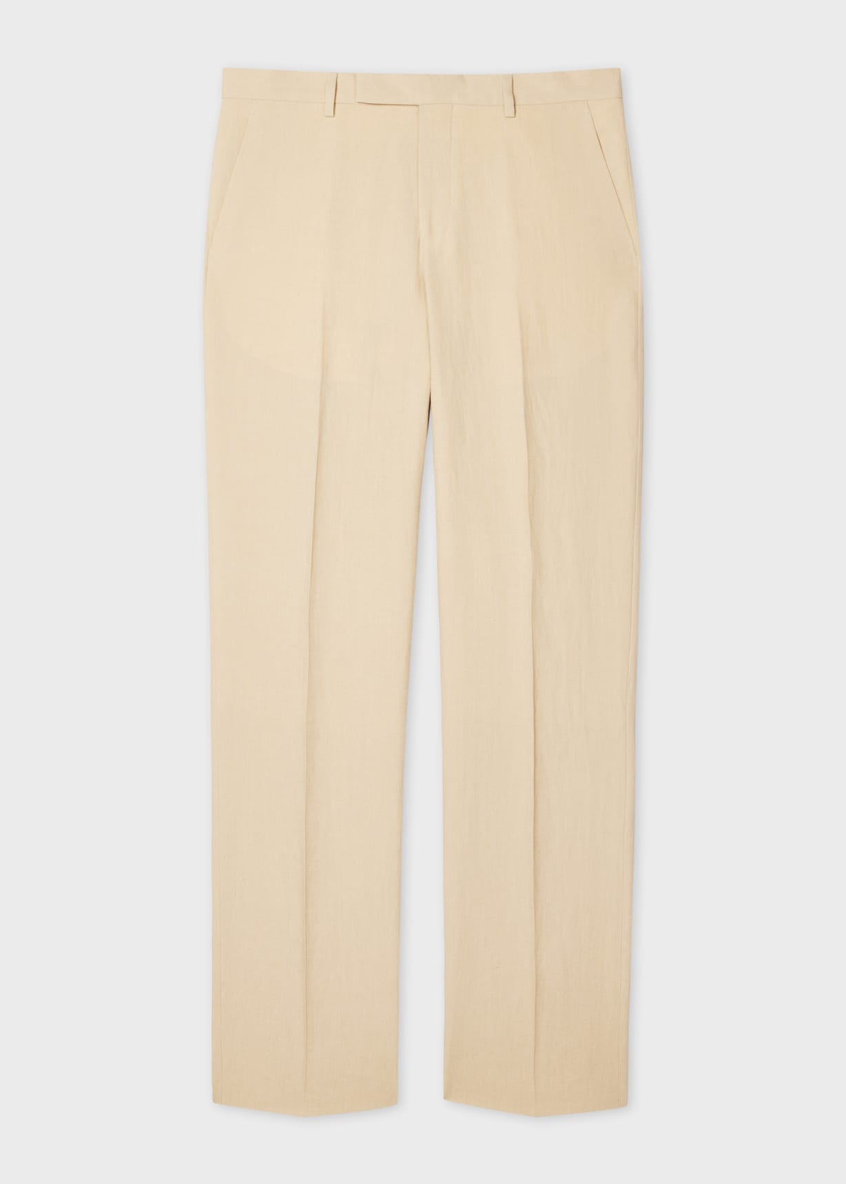 Men's Tapered-Fit Light Tan Linen Trousers