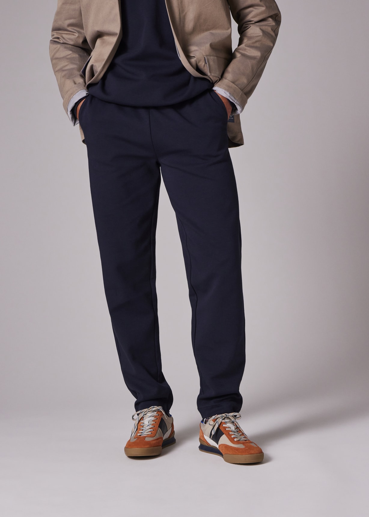 Men's Navy Double Face Cotton-Blend Sweatpants