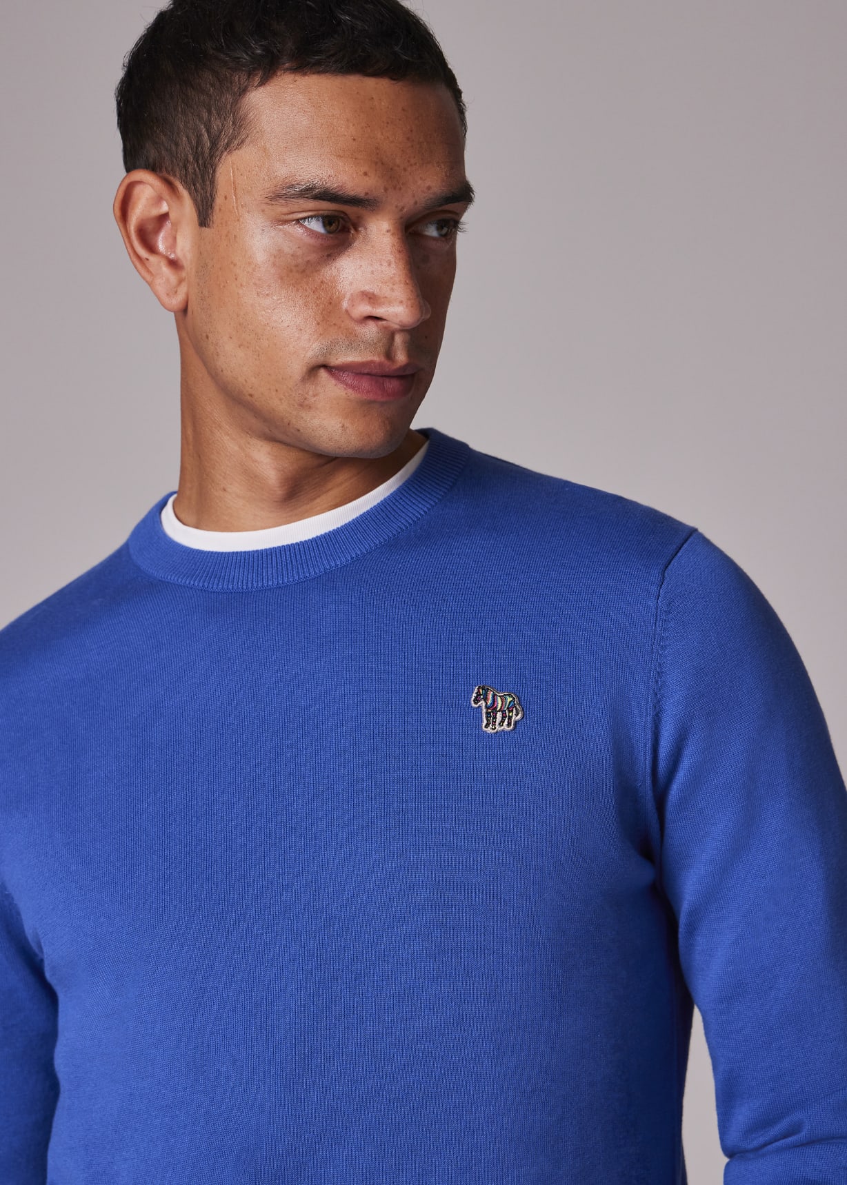 Bright Blue Organic Cotton Zebra Logo Sweater