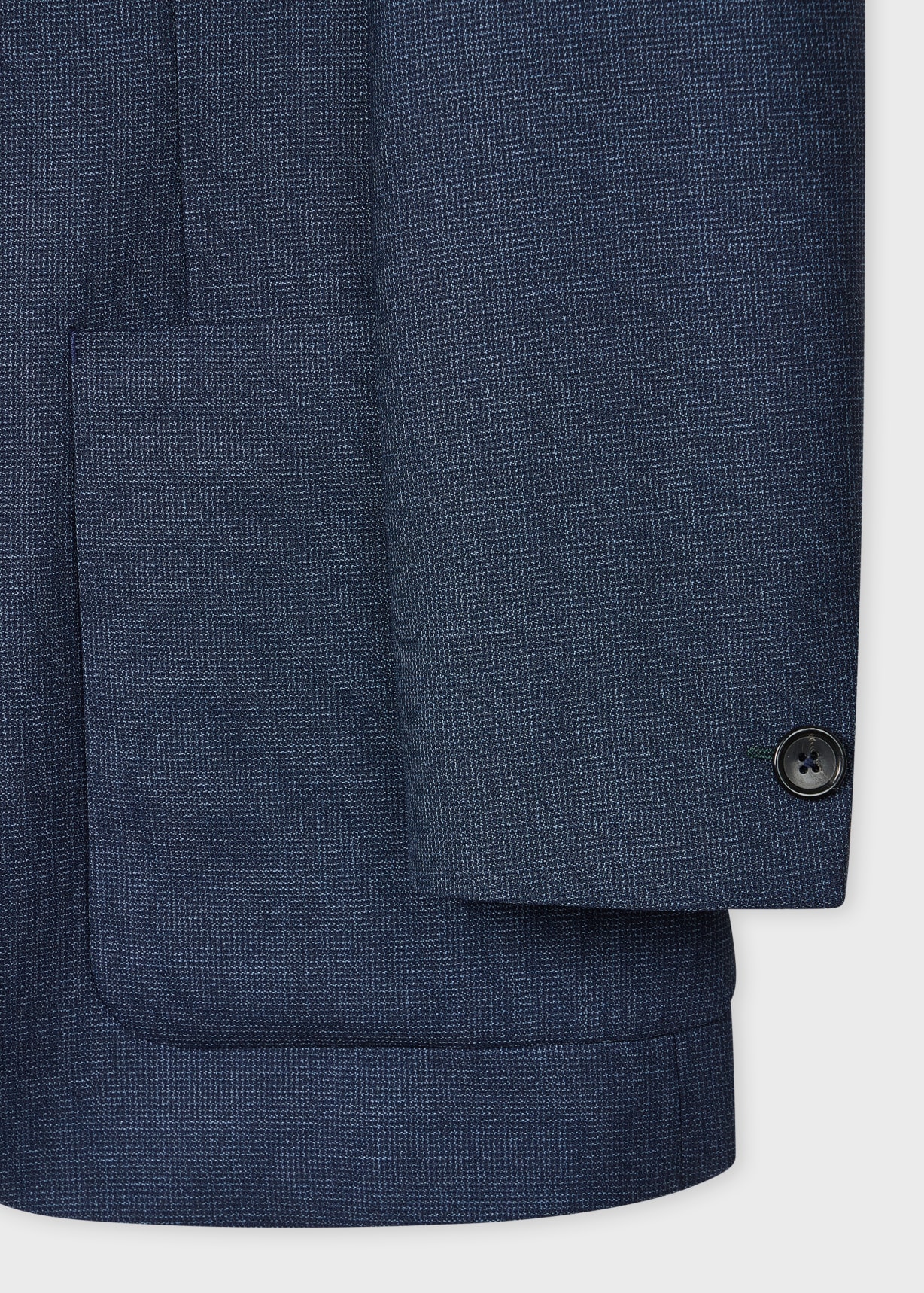Men's Navy Wool-Blend Micro-Check Blazer