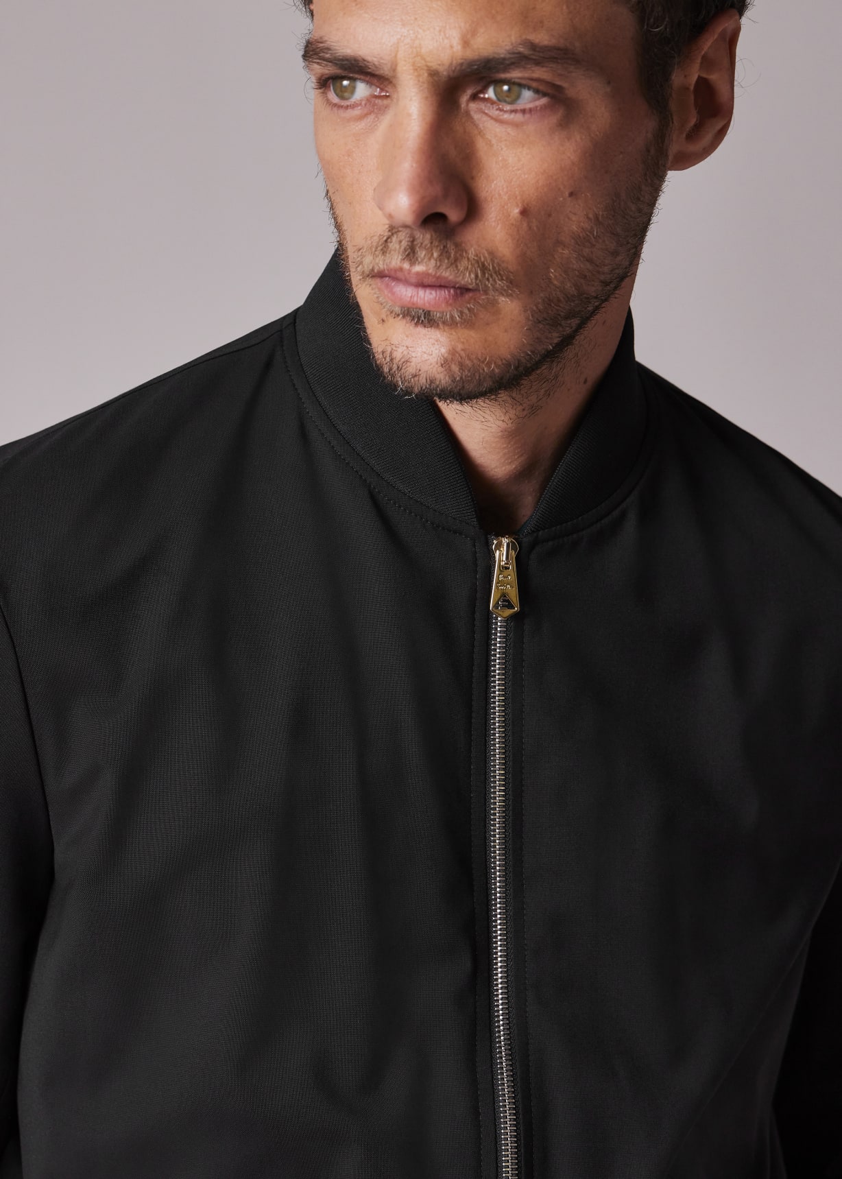 Men's Black 'Storm System' Wool Bomber Jacket