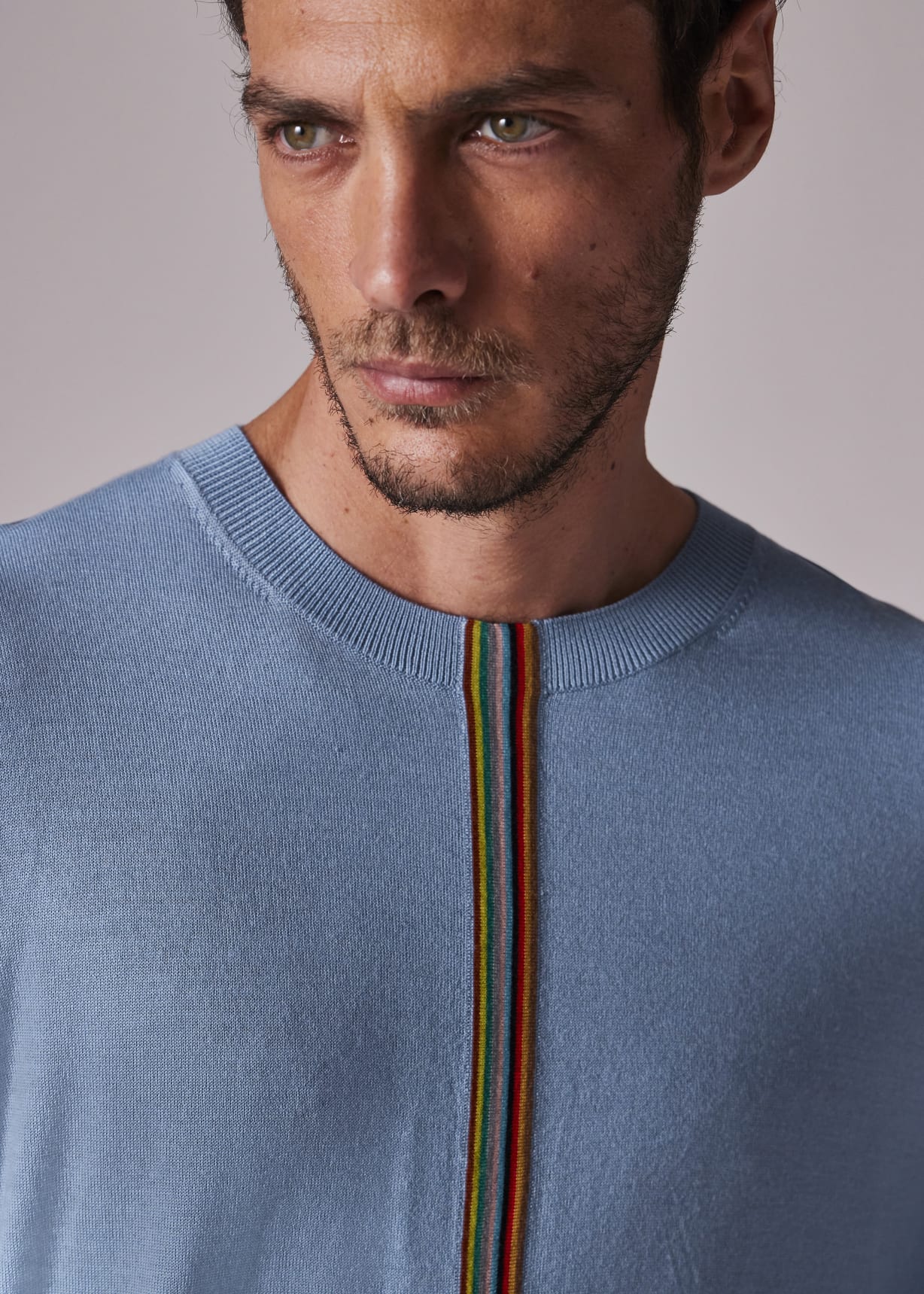 Men's Light Blue 'Signature Stripe' Merino Wool Sweater