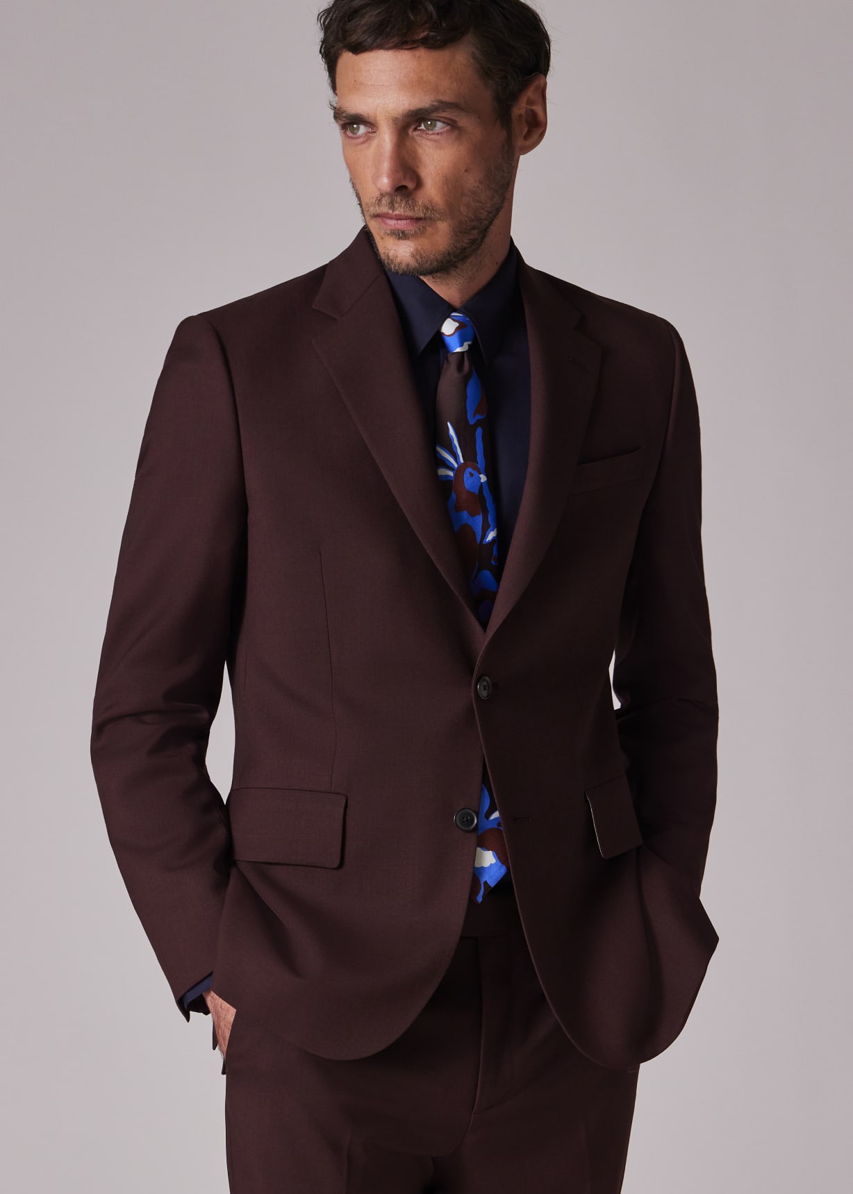 Men's Burgundy Wool 'A Suit To Travel In'