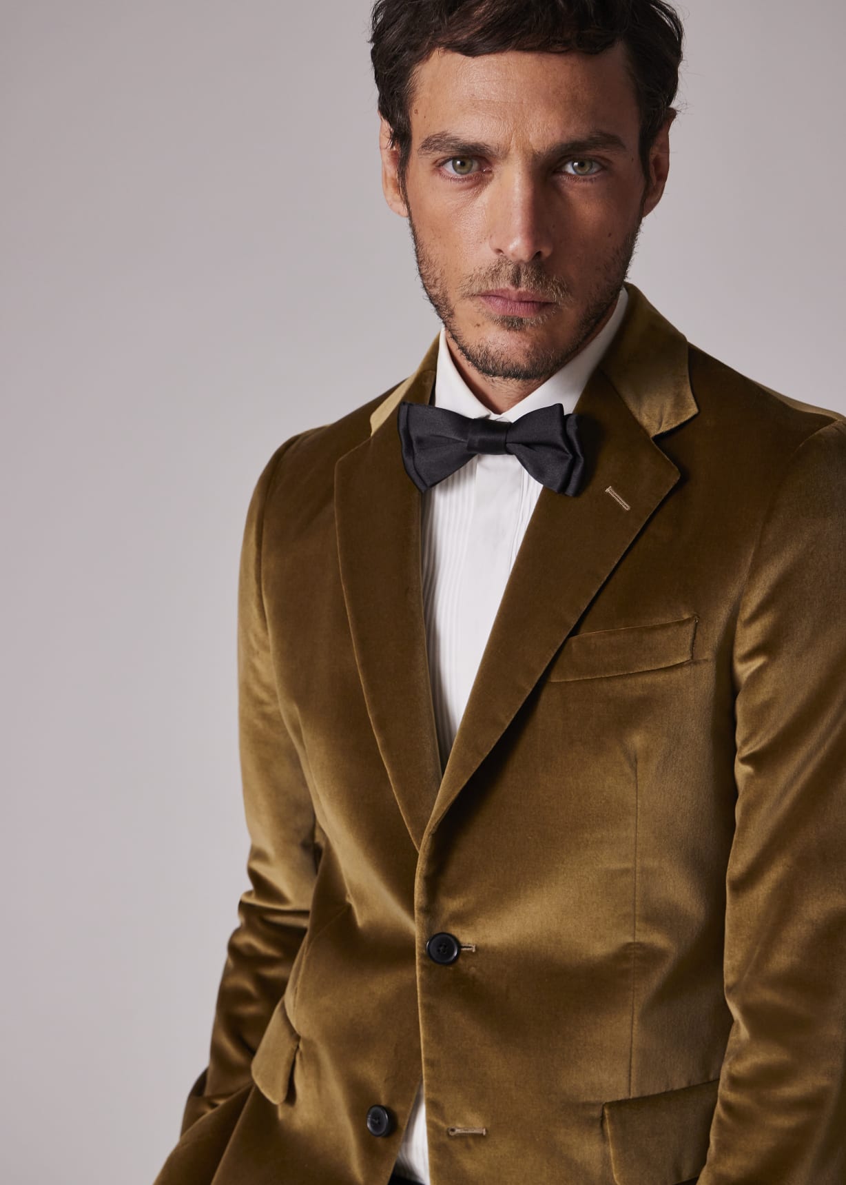 Men's Khaki Green Velvet Blazer