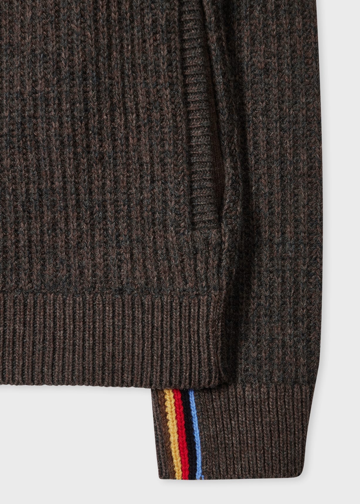 Paul Smith loves Barbour - Cardigan Bomber Rustique Tricoté Marron