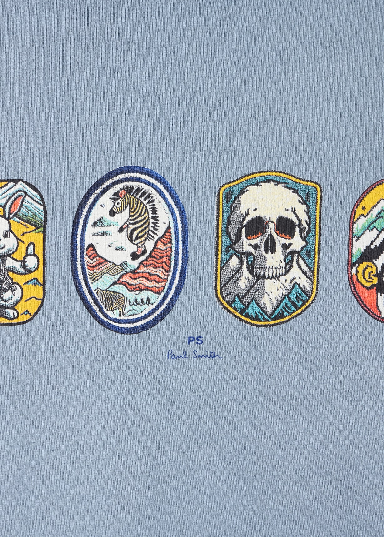 Men's Pale Blue 'Badges' T-Shirt