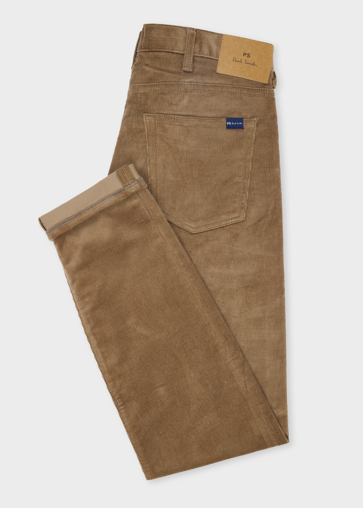 Men's Tapered-Fit Light Brown Corduroy Trousers