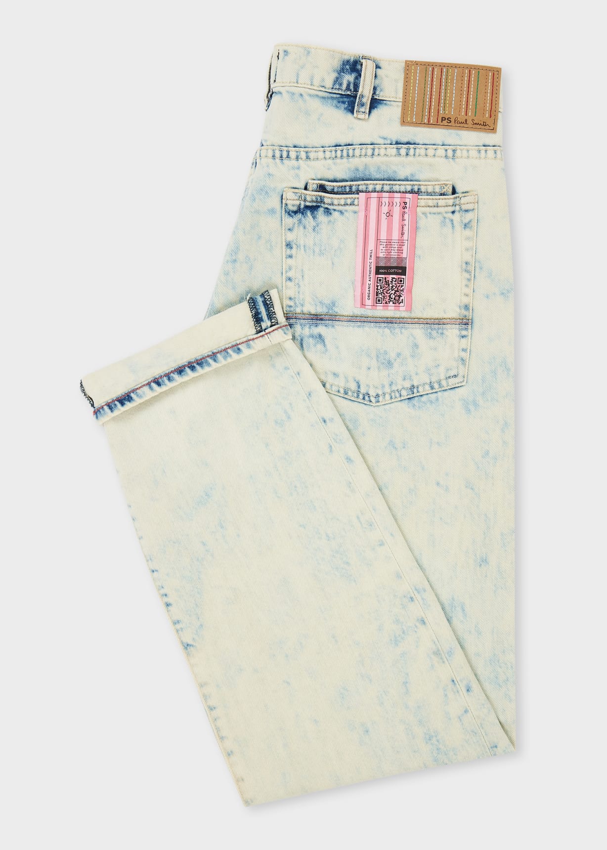Men's Relaxed Tapered-Fit White Bleach-Wash Jeans