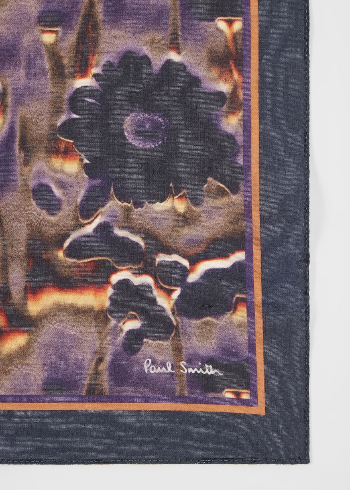 Men's Purple Seasonal Floral Print Pocket Square