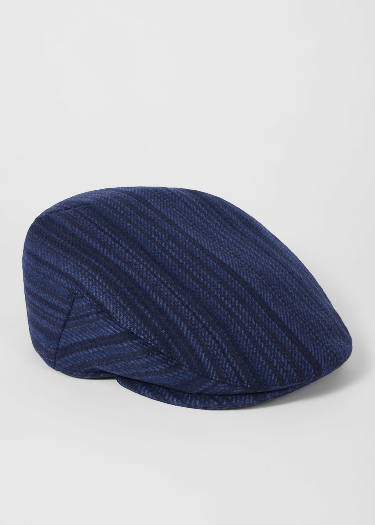 Men's Navy 'Signature Stripe' Merino Wool Flat Cap