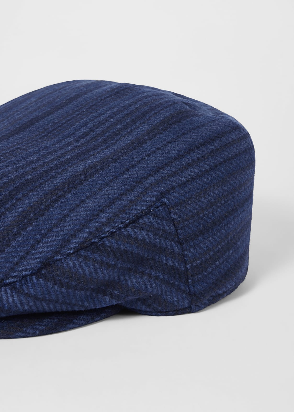 Men's Navy 'Signature Stripe' Merino Wool Flat Cap