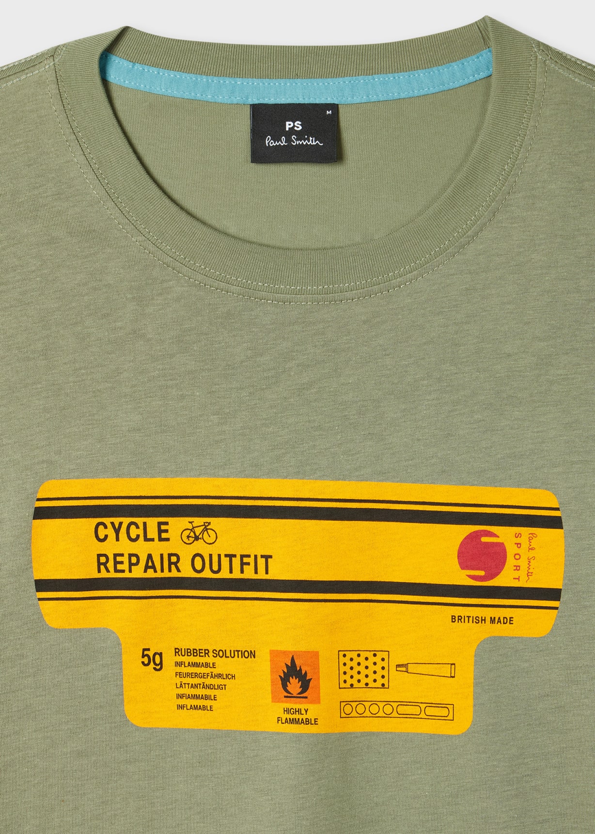 Men's Khaki Green 'Cycle Repair Outfit' Print T-Shirt