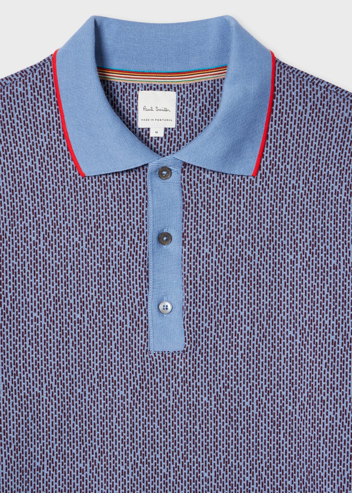 Men's Blue Micro-Jacquard Cotton-Blend Polo Shirt