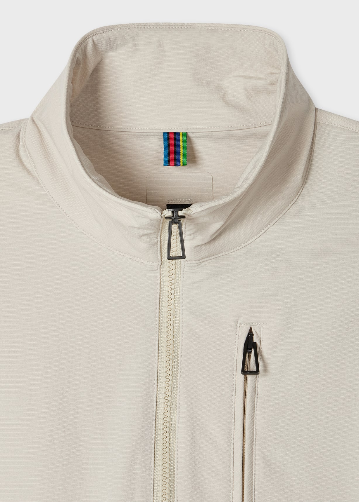 Men's Cream Textured Cropped Track Jacket