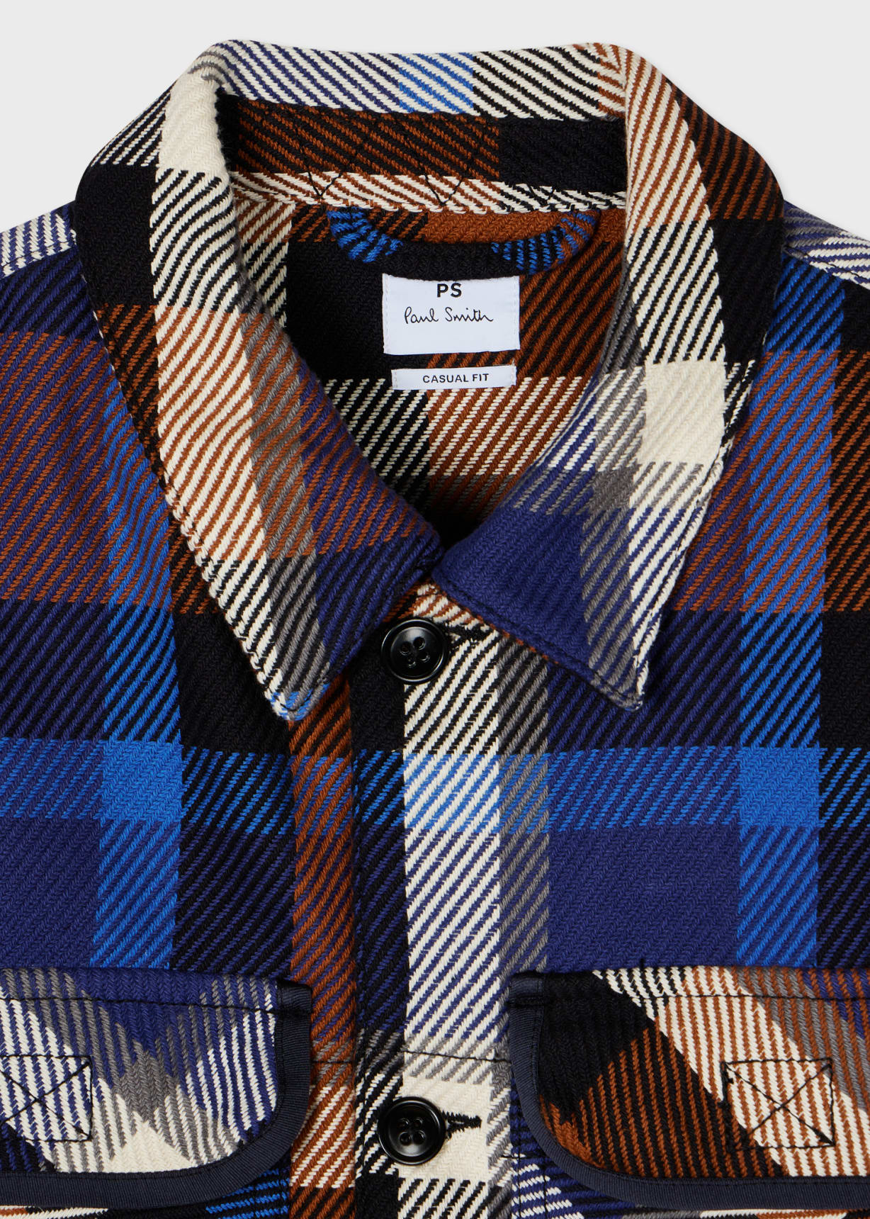 Men's Blue Rust Check Cotton Shirt Jacket
