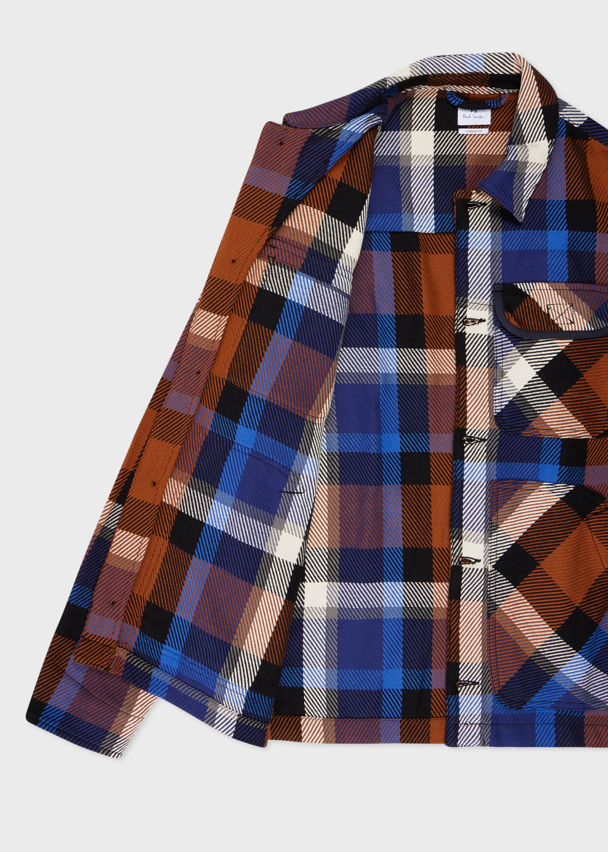 Men's Blue Rust Check Cotton Shirt Jacket