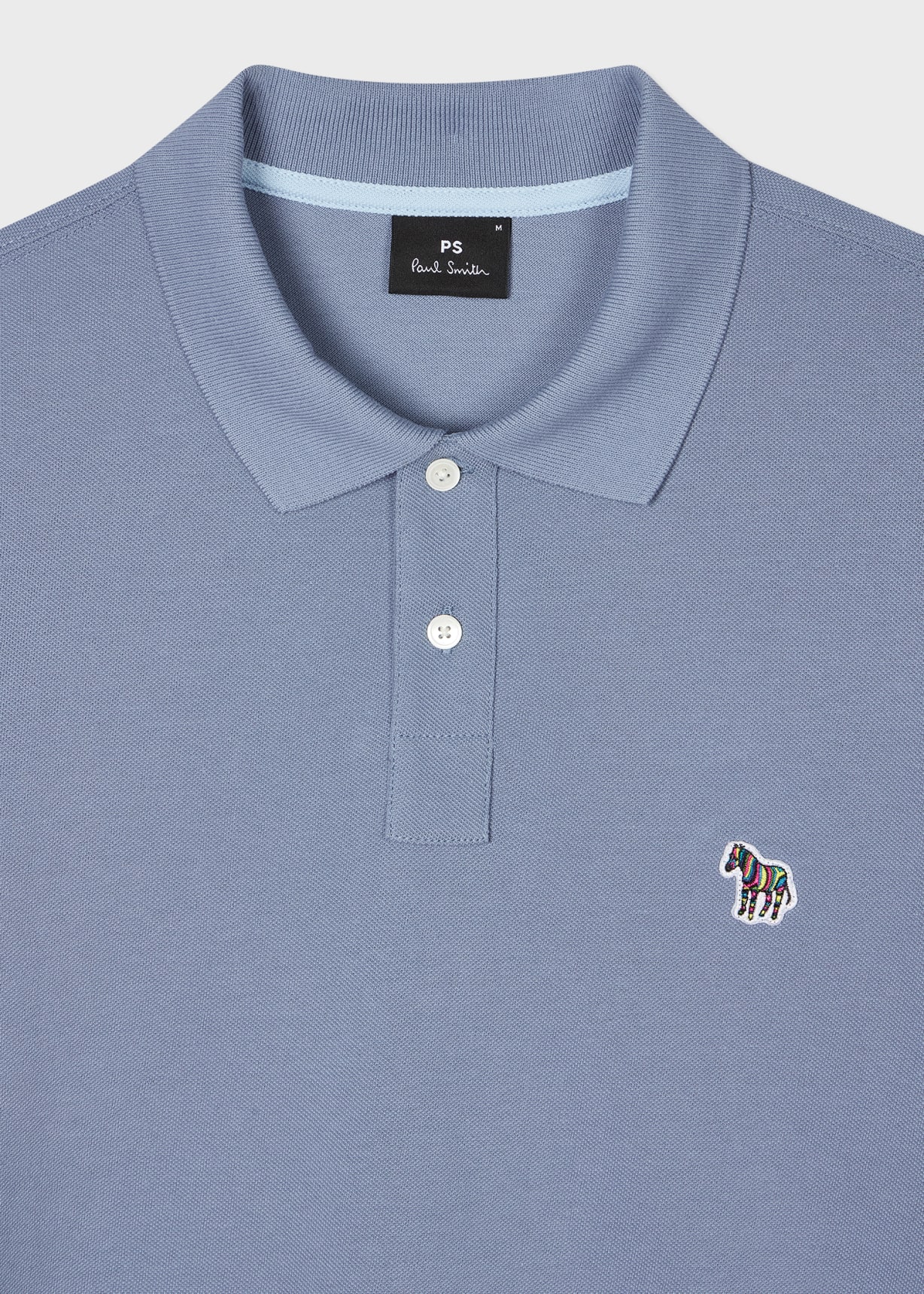 Men's Dusty Blue Organic Cotton Zebra Polo Shirt