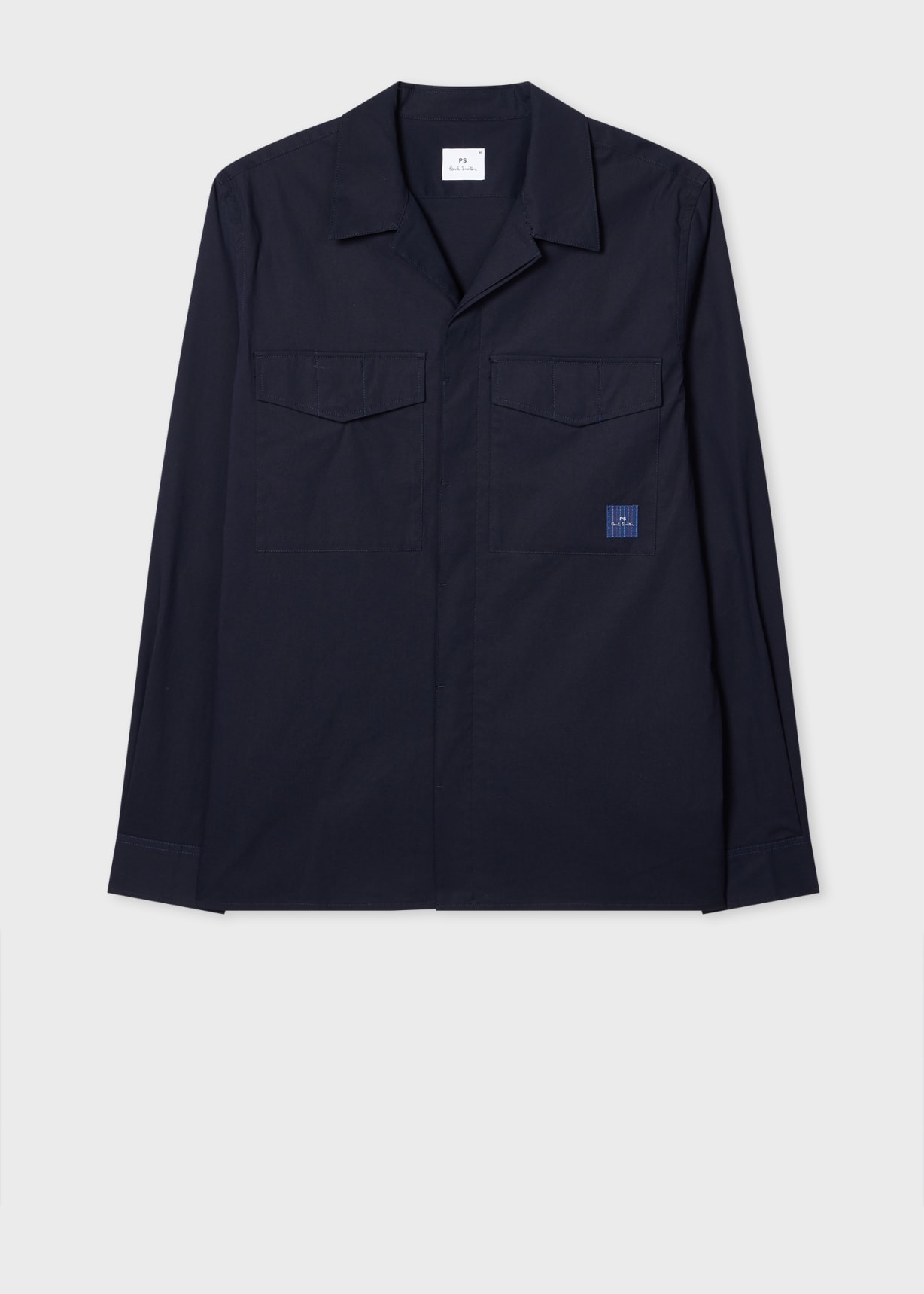 Men's Navy Cotton-Nylon Double Pocket Overshirt
