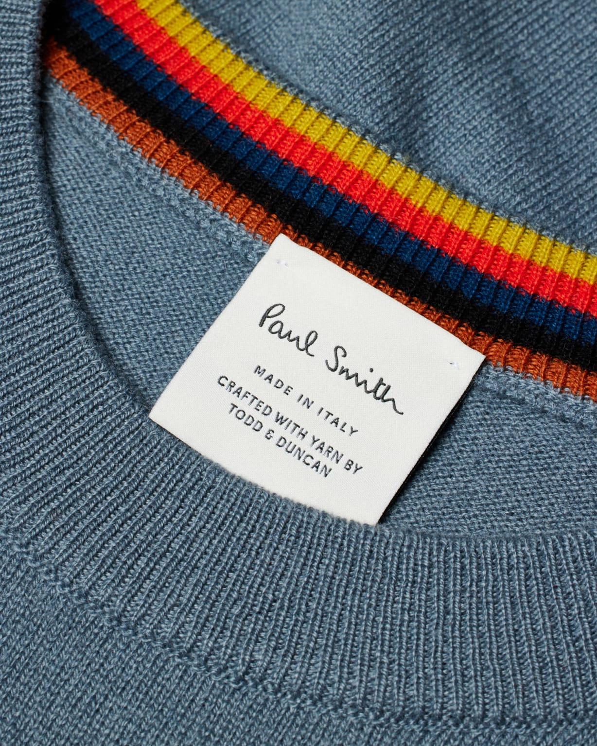 Men's Stone Blue Cashmere Crew Neck Sweater