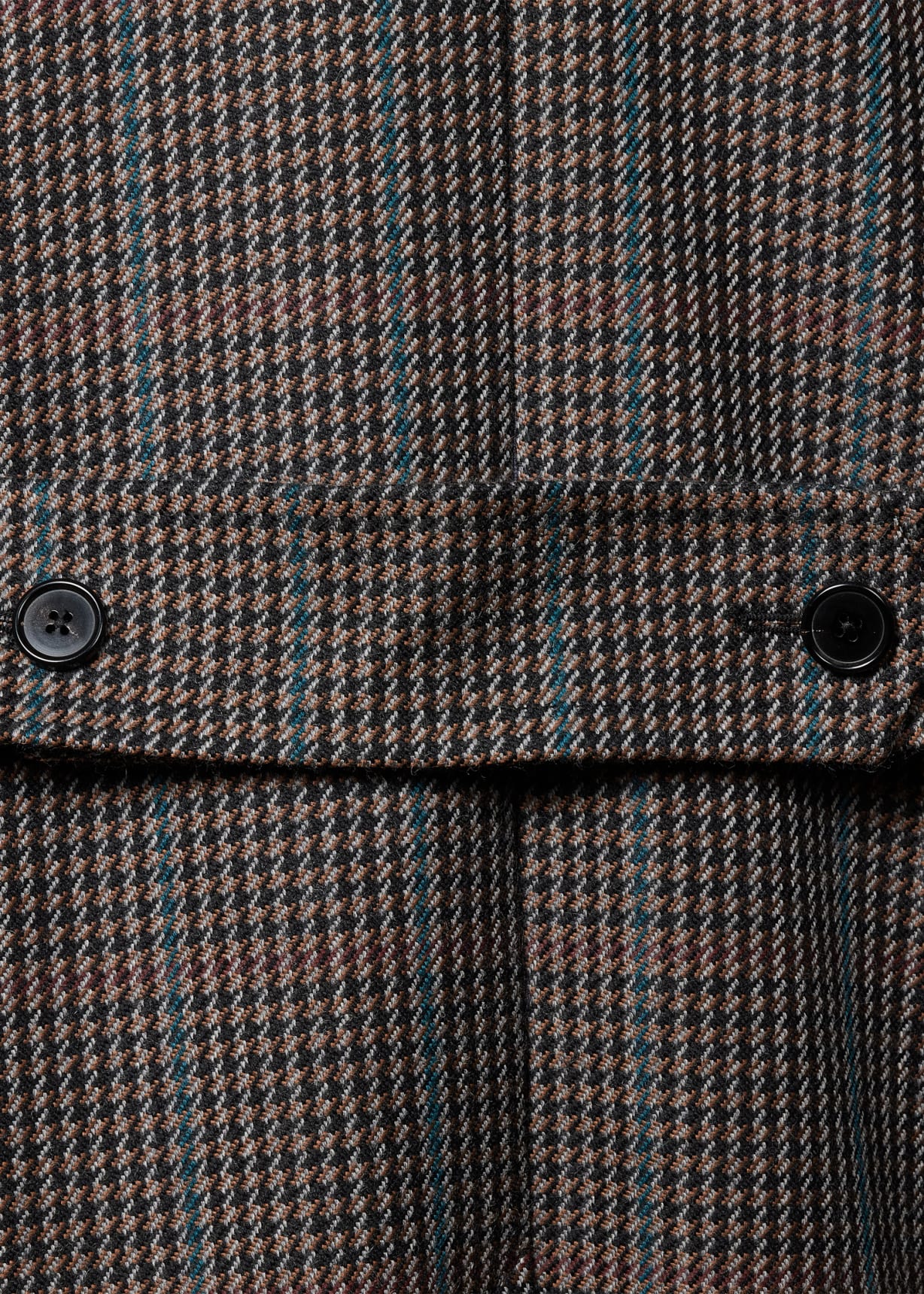Men's Brown Multi-Houndstooth Wool-Blend Overcoat