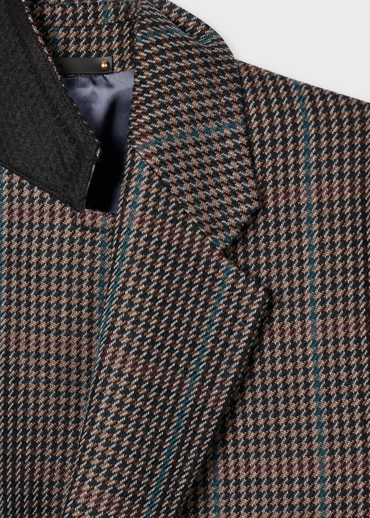 Men's Brown Multi-Houndstooth Wool-Blend Overcoat