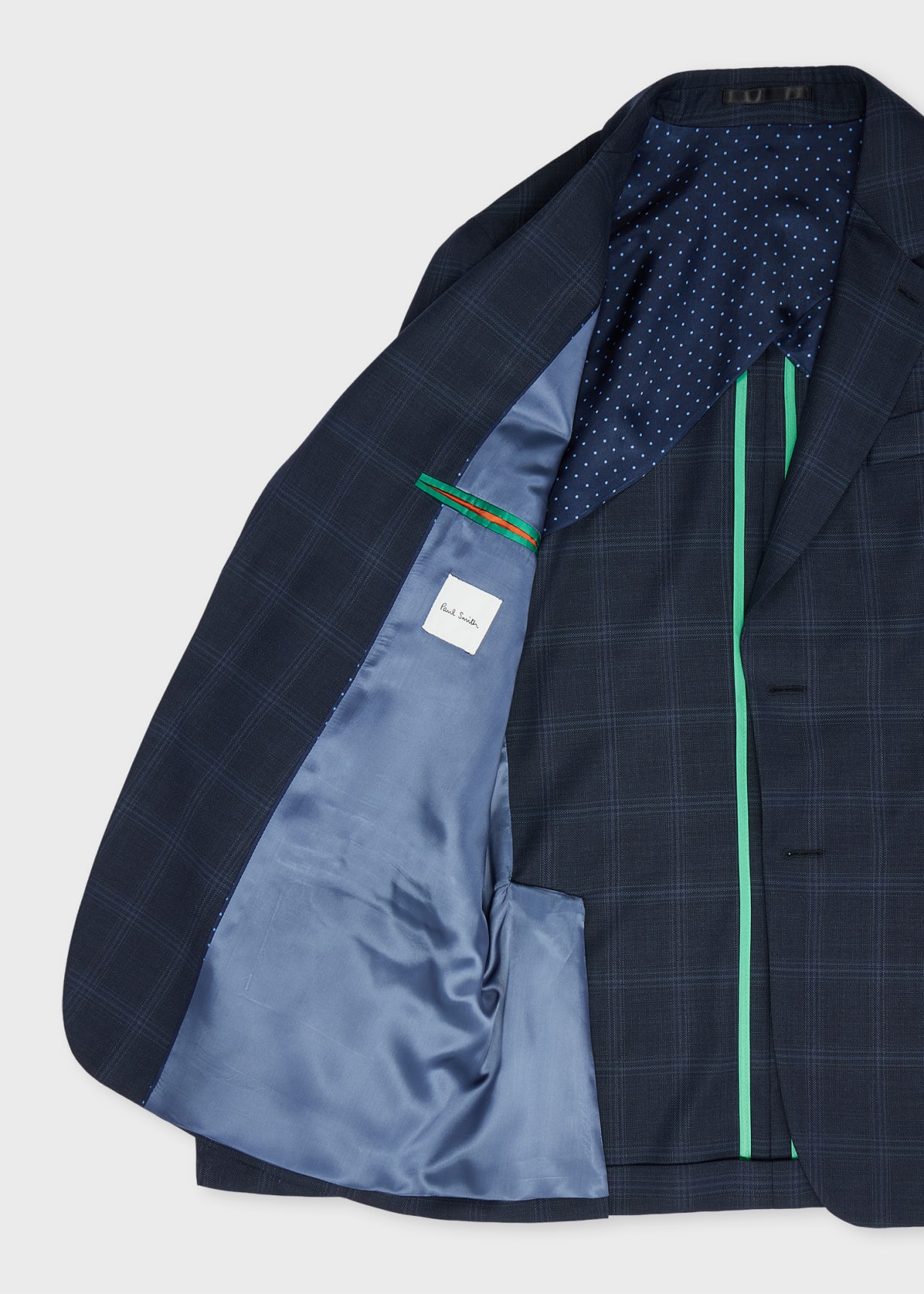 Men's Navy Wool Check Buggy-Lined Blazer