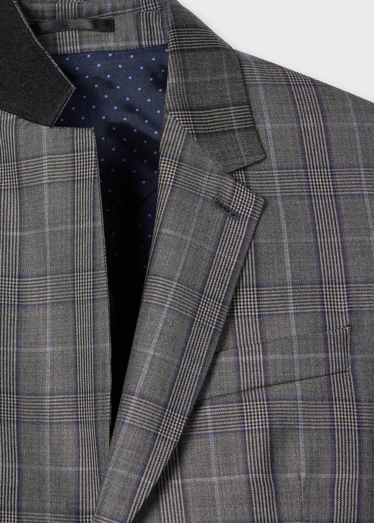 Grey Wool Check Buggy-Lined Blazer