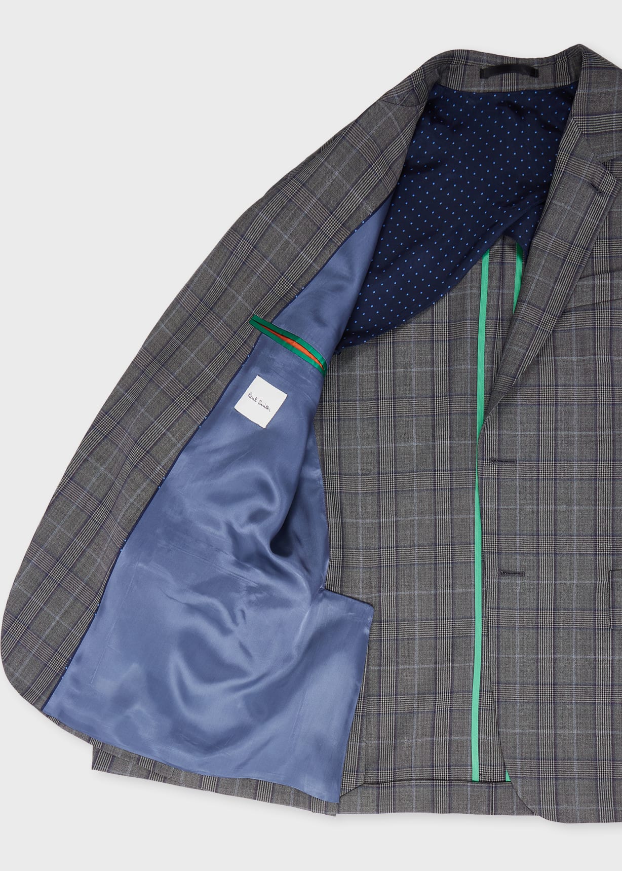 Grey Wool Check Buggy-Lined Blazer