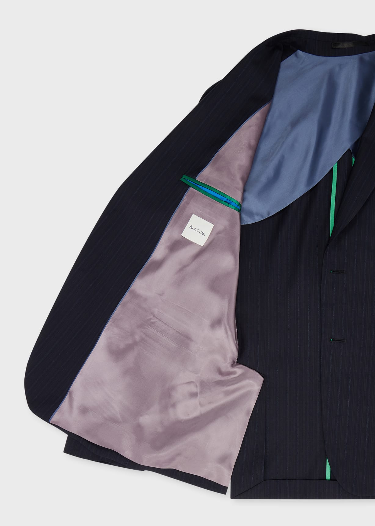 Men's Navy Stripe Tropical Wool Buggy-Lined Blazer