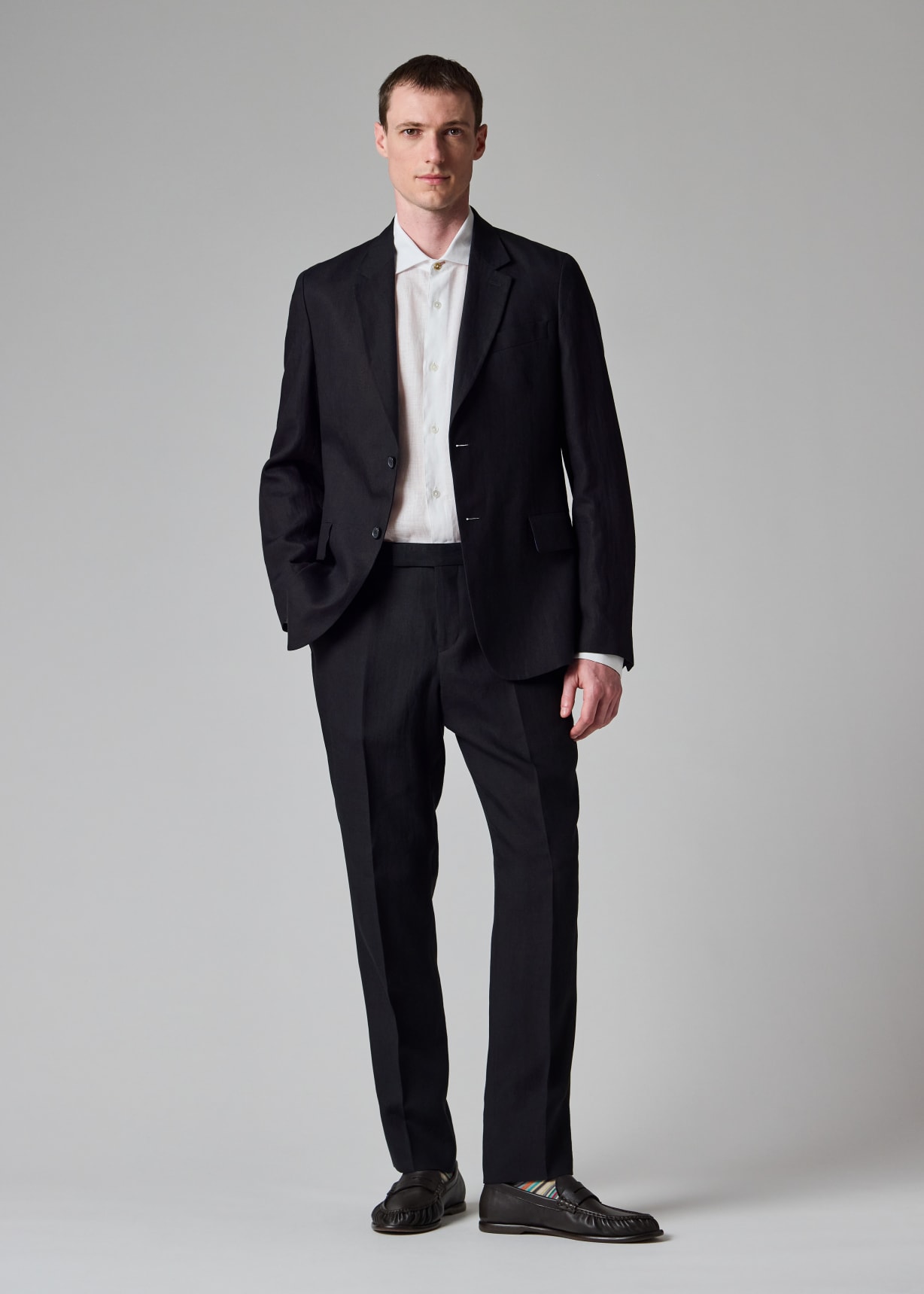 Men's Dark Navy Linen Buggy-Lined Blazer