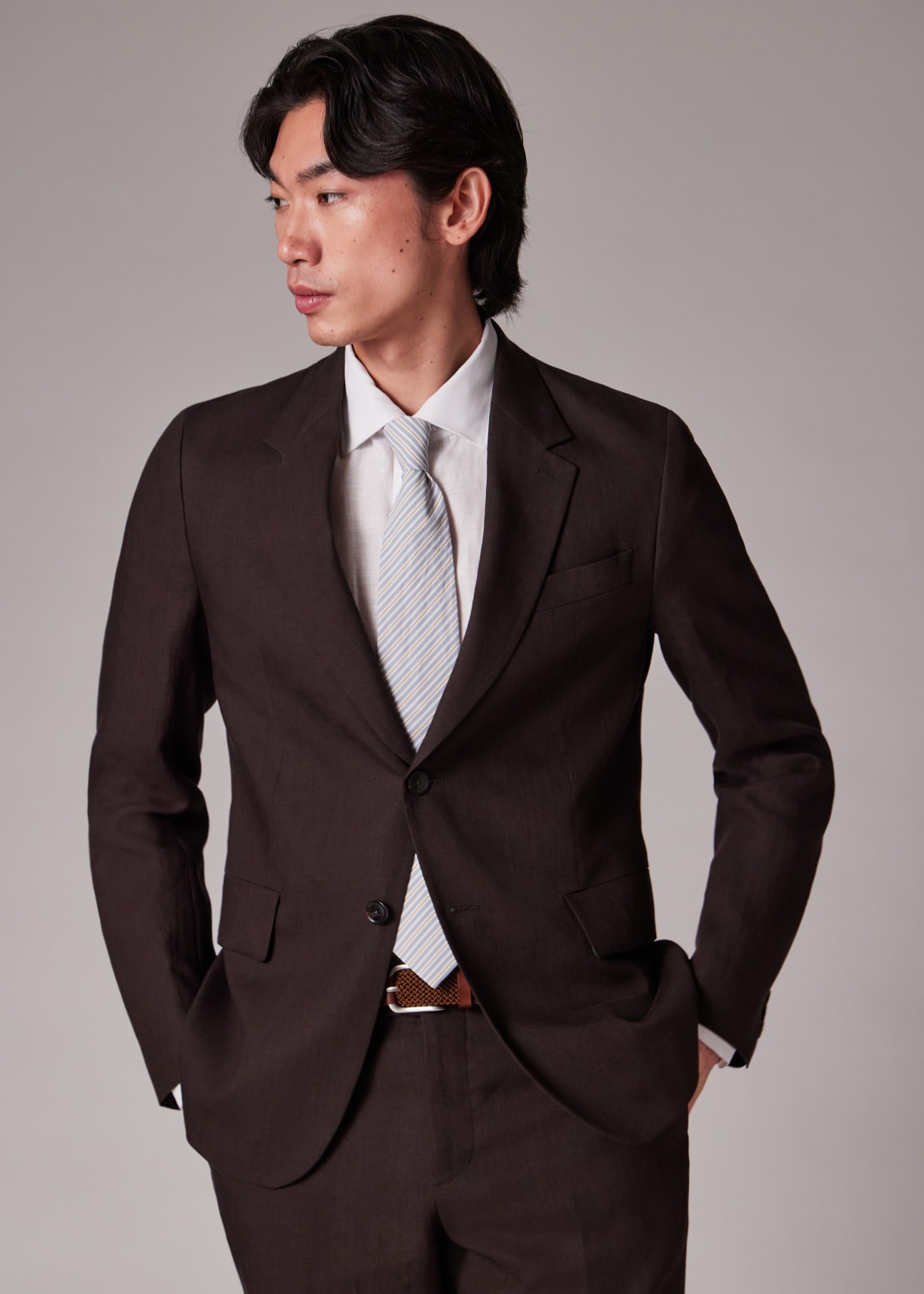 Men's Dark Brown Linen Buggy-Lined Blazer