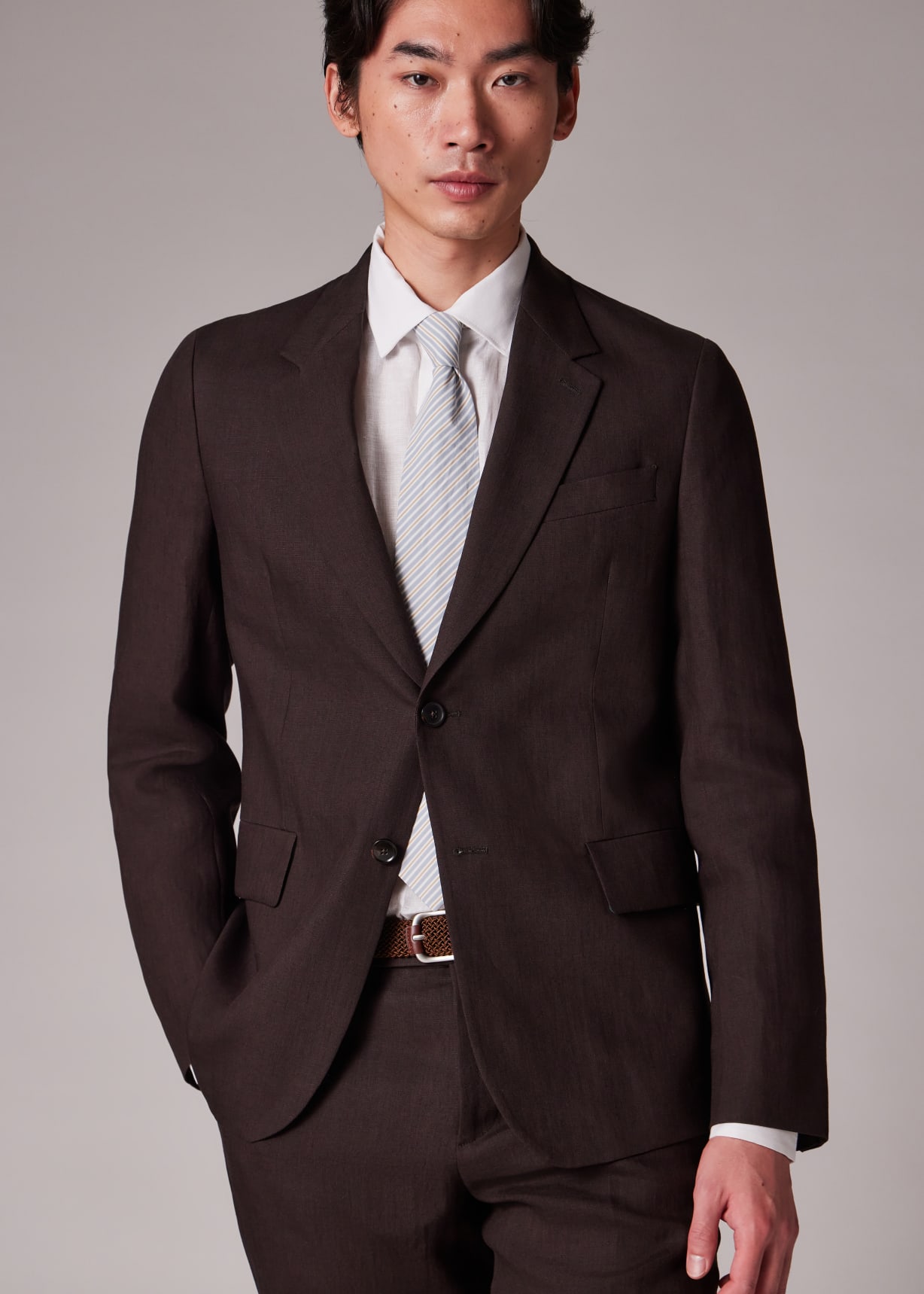 Men's Dark Brown Linen Buggy-Lined Blazer