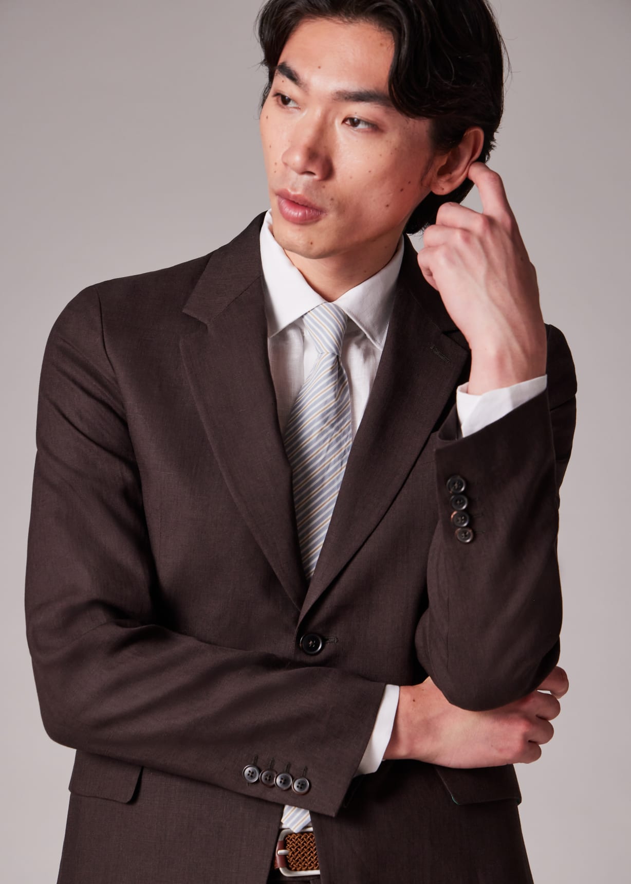 Men's Dark Brown Linen Buggy-Lined Blazer