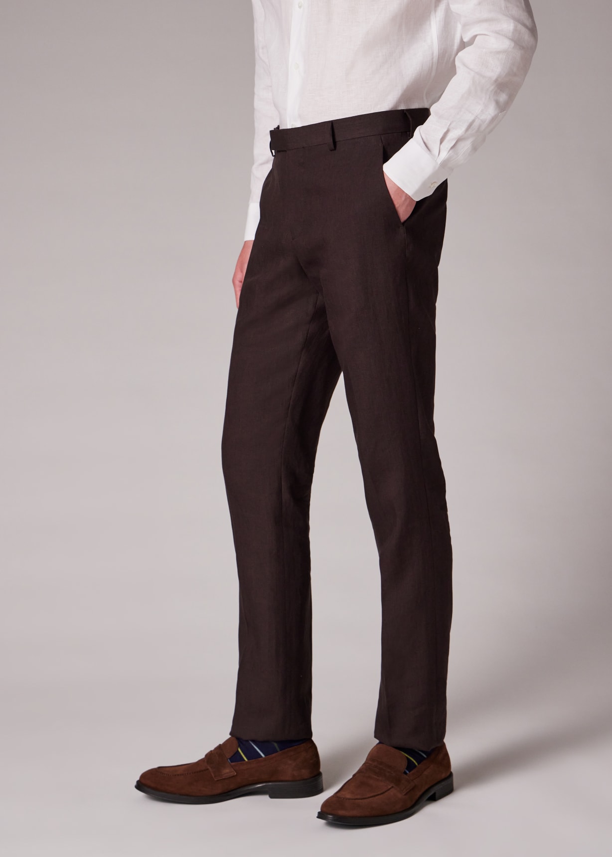 Men's Dark Brown Linen Buggy-Lined Suit