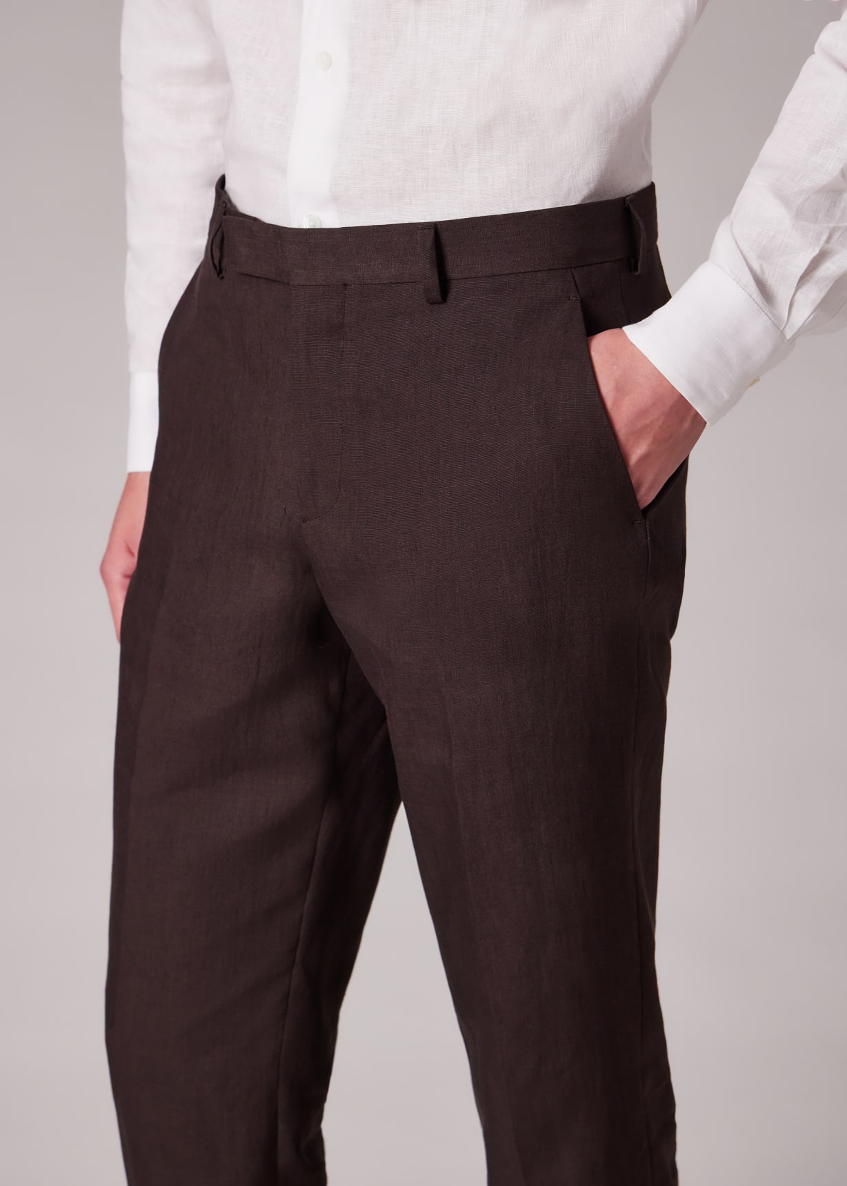 Men's Dark Brown Linen Buggy-Lined Suit