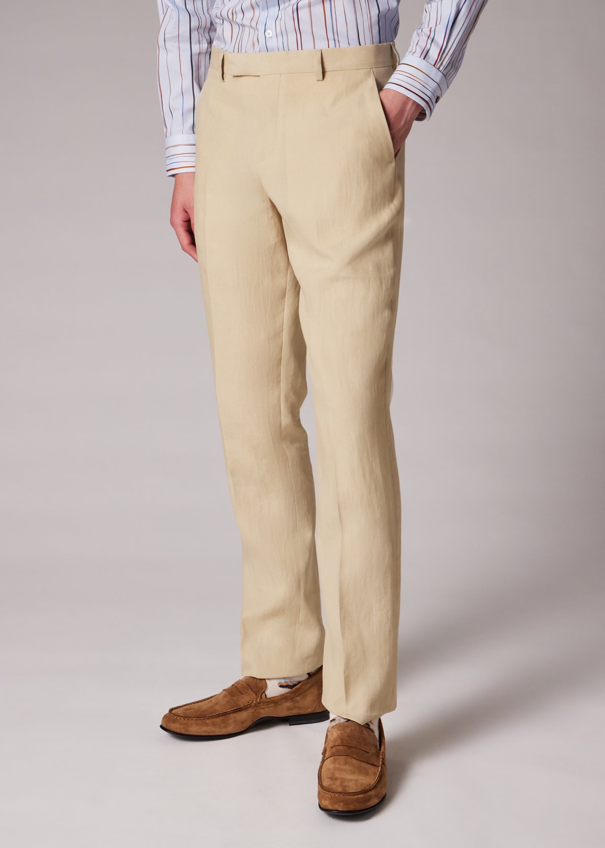 Men's Light Tan Linen Buggy-Lined Suit