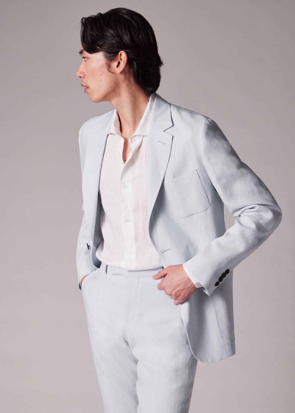 Men's Pale Blue Linen Suit