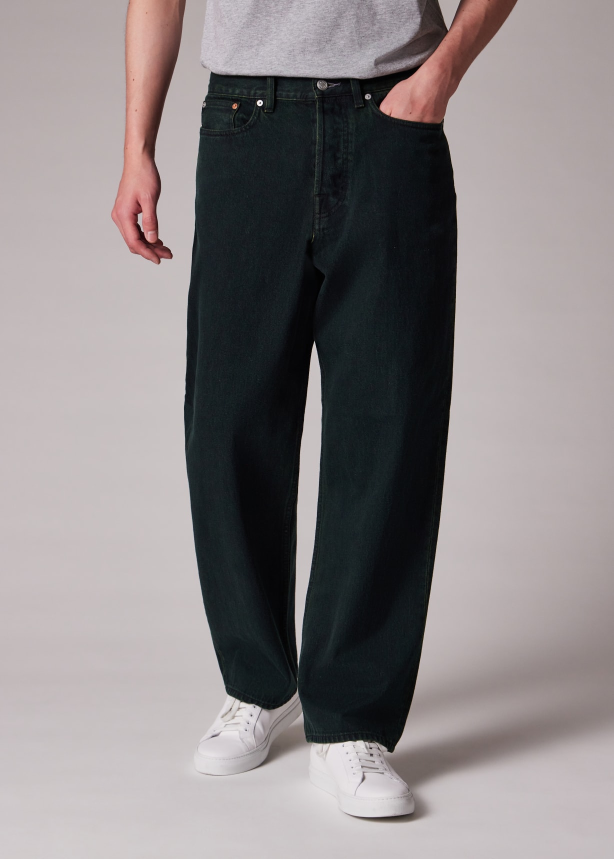 Men's Dark Green Overdyed Jeans