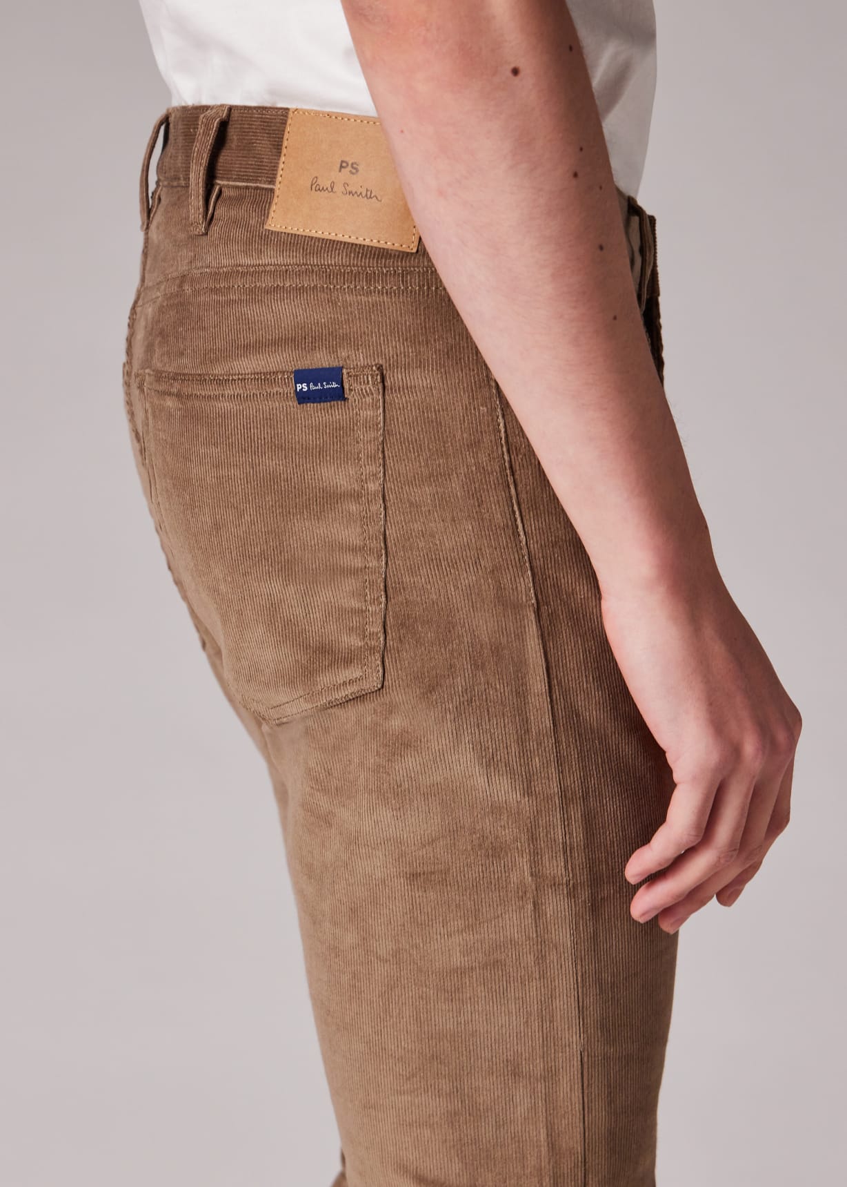 Men's Tapered-Fit Light Brown Corduroy Trousers