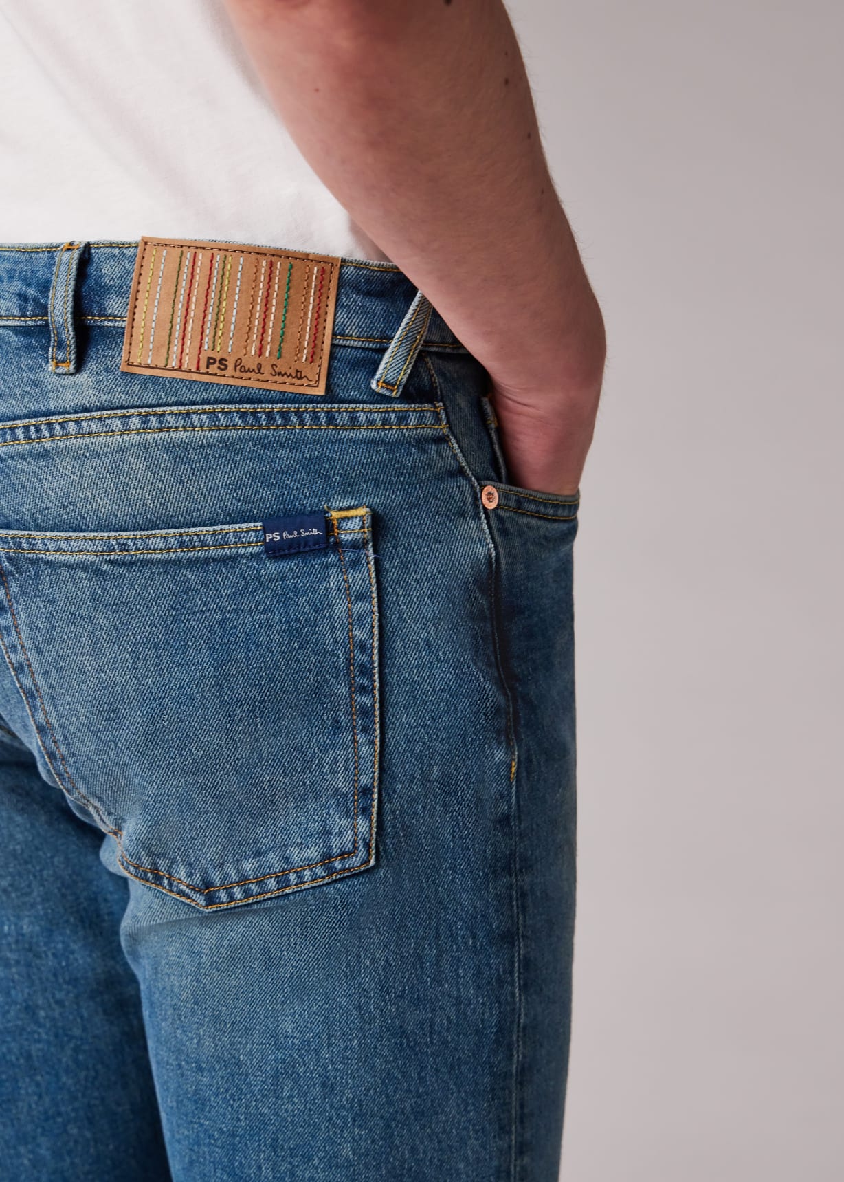 Tapered-Fit Antique-Wash Organic Vintage Stretch Jeans