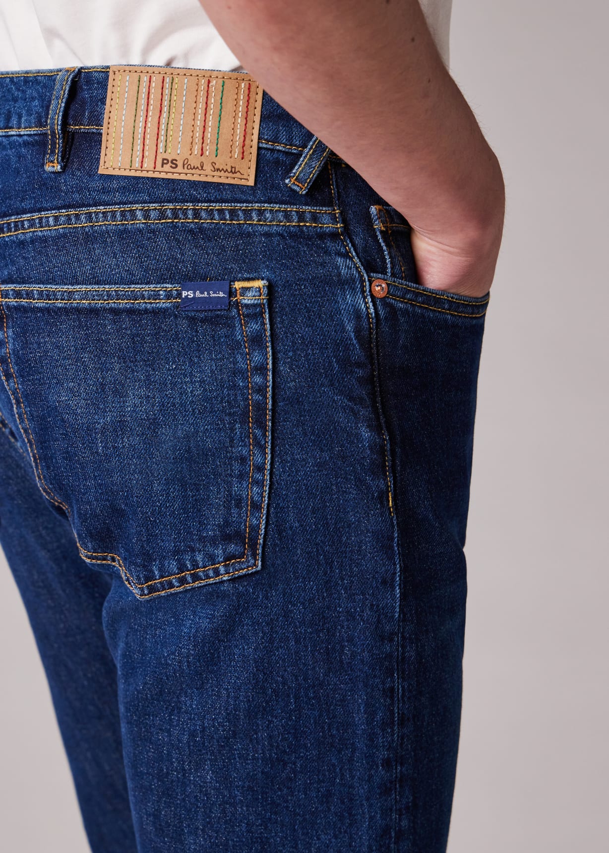 Tapered-Fit Dark-Wash Organic Vintage Stretch Jeans